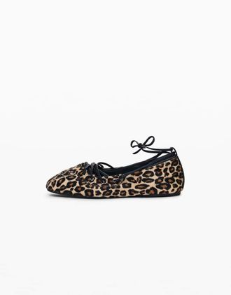 Desigual Ballerinas mit Leopardenmuster-Schwarz