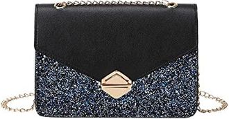 Generic Feizikaw Sac &agrave; bandouli&egrave;re d&eacute;contract&eacute; Femmes Messenger Bag Nouveau Mod&egrave;le Sequin D&icirc;ner Petit Sac Carr&eacute; Couleur Correspondant Mode Cha&icirc;ne &Agrave; Bandouli&egrave;r