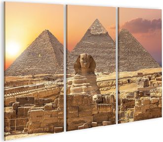 Islandburner Bild auf Leinwand Sphinx Piramiden Ber&uuml;hmtes Weltwunder Gizeh &Auml;gypten Bilder Wandbilder Poster HROV-3P