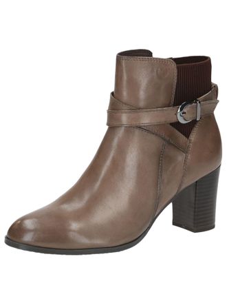 Caprice Damen Stiefeletten mit Absatz aus Leder mit Schnalle, Braun (Taupe Nappa), 40 EU
