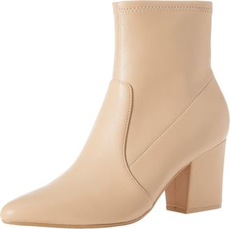Amazon Essentials Damen Anliegender Stiefel mit elastischer Ferse, Beige Kunstleder, 44.5 EU Weit