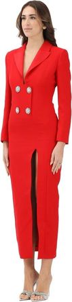 Simona Corsellini Femme, Robes, Rouge, Taille: 38 FR Robe Longue Inspir&eacute;e du Blazer