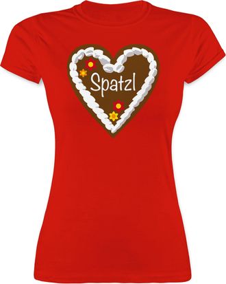 Shirtracer Shirt Damen - Kompatibel mit Oktoberfest - Lebkuchenherz Spatzl - XL - Rot - trachtentshirt trachtenshirt bayrische Trachten- Tshirt trachtenshirts Tr