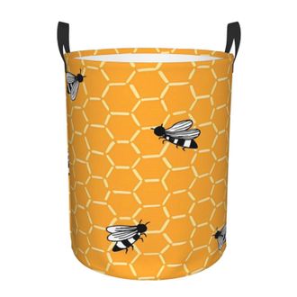 Generic Niedliche Cartoon-Bienen W&auml;schesammler Rund Aufbewahrungskorb Stehender W&auml;scheeimer F&uuml;r W&auml;schekammer Waschk&uuml;che Spielzeug