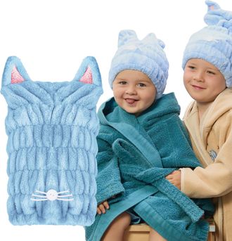 GLOV Haarturban f&uuml;r Die Kleinen: Kuscheliges Badetuch mit Kapuze Im Superhelden-Design Perfekt zum Trocknen Nach dem Baden und Macht Spa&szlig;