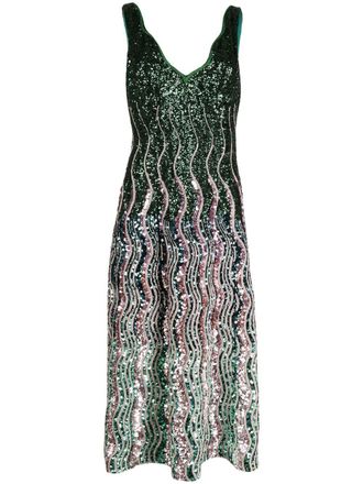 Mary Katrantzou robe &agrave; sequins - Vert