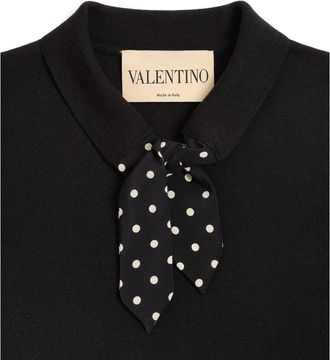 Valentino Polka-Dot Scarf-Detail Sweater - Black