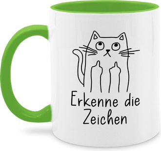 Shirtracer Tasse Tassen 325ml - Statement Sprüche - Erkenne die Zeichen schwarz - 325 ml - Hellgrün - teetasse kaffeetasse mit spruch sprüche, böse kaffeetassen 