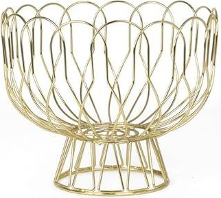 Present Time pt, PT2519GD Corbeille &agrave; fruits sur pied Wired M&eacute;tal Or dor&eacute; D26 x H22 cm