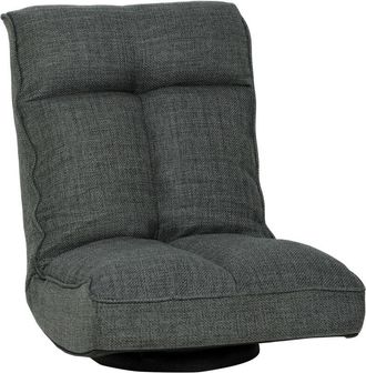 HOMCOM Fauteuil de sol - HOMCOM - pliable - pivotant &agrave; 360&deg; - dossier r&eacute;glable en 5 positions et assise large - lin - 58x107x79cm - gris