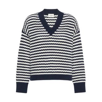 Max Mara Gestreifter V-Ausschnitt Pullover - - Knitwear - Damen - Mehrfarbig - M