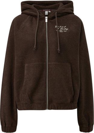 QS by s.Oliver Sweatjacke Sweatshirt Flauschige Teddy Fleece Hoodie Jacke mit Stickerei