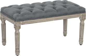 HOMCOM Polsterbank, Sitzbank, Bettbank mit Leinenoptik, Schminkbank f&uuml;r Flur, Diele, Schlafzimmer, Gummiholz, Grau, 81 x 41 x 41 cm - Homcom