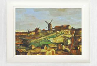 1art1 Vincent Van Gogh Poster Blick Auf Montmartre Mit M&uuml;hlen, 1886 Gerahmtes Bild Mit Edlem Passepartout | Wand-Bilder | Im Bilderrahmen 40x30 cm