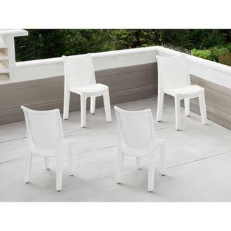 Dmora Gartenstuhl Ravenna, Gartensitz, Stuhl f&uuml;r Esstisch, Sessel f&uuml;r den Au&szlig;enbereich in Rattan-Optik, 100 % Made in Italy, 4er-Set, Cm 48x55h86, Wei&szlig;