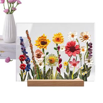 Generic Acrylglas mit Blumenmuster, Tischdekoration mit bunten Acryl-, Tischdekoration mit bemaltem Blumenmuster, Tischdekoration mit durchscheinendem Blumenm