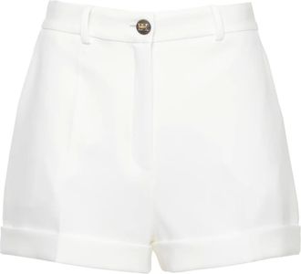 Elisabetta Franchi Femme, Shorts, Blanc, Taille: 38 FR Belt Logo Button Shorts
