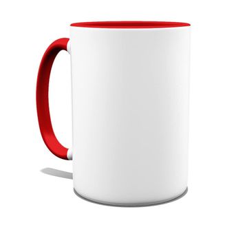Tassendruck Bastel-Tassen ohne Druck zum Bemalen aus Hochwertiger Keramik Einzeln oder im Set/Mug/Cup/Becher/Pott Jumbo Tasse Innen & Henkel Rot 2er Set
