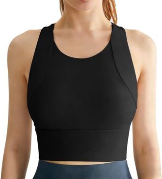 Generic Soutien-gorge de sport dos nageur : bretelles larges, tr&egrave;s &eacute;lastique, absorbant, soutien-gorge dos nu yoga bustier femme, Noir, XL