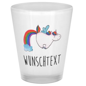Mr. & Mrs. Panda Personalisiertes Schnapsglas Einhorn Fliegendes Pferd - Personalisierte Geschenke, Realit&auml;t, Spielen, Glitzer, Schnapsgl&auml;ser, mit Namen, Name, Regenbo