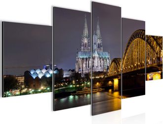 Runa Art Bilder K&ouml;ln 200 x 100 cm 5 Teilig XXL Wanddekoration Design Braun 605051a