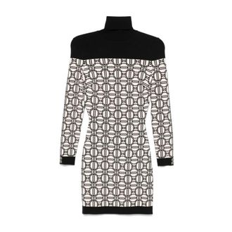 Elisabetta Franchi Jacquard Strick Rollkragenkleid - - Dresses - Damen - Schwarzk - XL