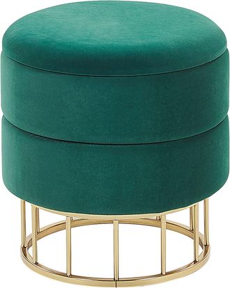 Beliani Pouf mit Stauraum Samt dunkelgrün/gold Elgin