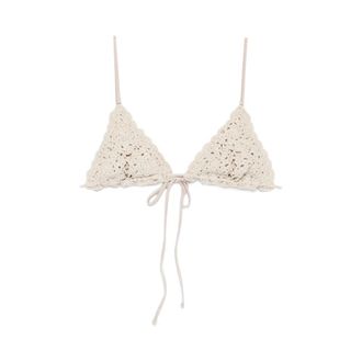 Frankies Bikinis Elena Crochet Triangle Bikini Top - - Swimwear - Damen - Beige - S