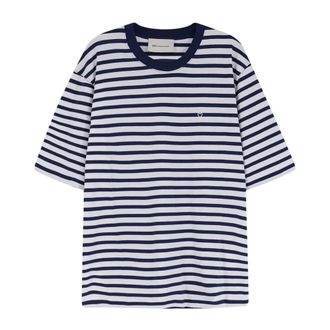 Ami Homme, Tops, Multicolore, Taille: M Quota Short-Sleeve Boxy Marini&egrave;re T-shirt with Ami de Coeur Patch