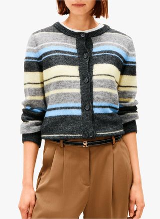 Tommy Hilfiger Cardigan droit ray&eacute; en alpaga m&eacute;lang&eacute;