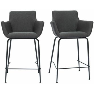 Miliboo Miliboo - Barhocker anthrazitgrauer Stoff H65 cm (2er-Set) carlie