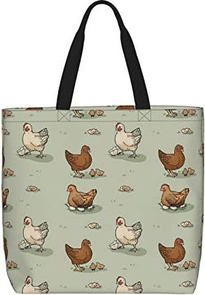 Generic Sac Fourre-Tout Motif De Coq Et De Poulet Sac &Agrave; Dos Pliable Lavables Sacs &Agrave; Main, Pour Shopping, &Eacute;cole, Femmes, Voyage