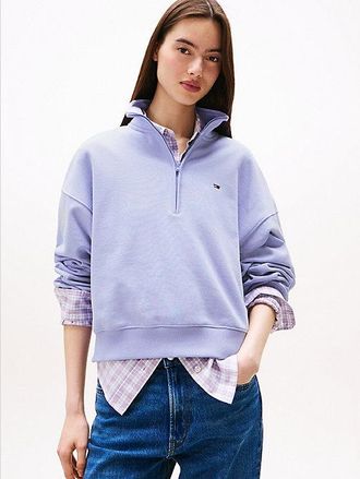 Tommy Hilfiger Pull boxy zippé à drapeau brodé
