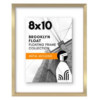 Americanflat Schwebender Bilderrahmen aus Aluminium, 20,3 x 25,4 cm, bruchfestes Glas, Verwendung als 12,7 x 17,8 cm gro&szlig;e Fotos, 20,3 x 25,4 cm, Gold