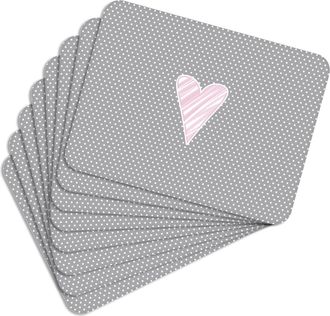 MG Design Set aus 8 Kork-Platzsets - Heart 4 - 30 x 40 cm - hitzebest&auml;ndig & abwischbar, mit Korkr&uuml;ckseite