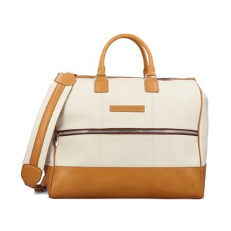 Brunello Cucinelli Homme, Sacs, Beige, Taille: ONE Size Sac Week-End en Toile Garnie de Cuir