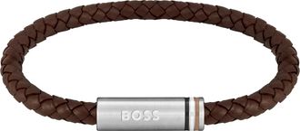 BOSS Jewelry armband für Herren Kollektion ARES SINGLE mit Braunem Leder und Edelstahlverschluss - 1580623