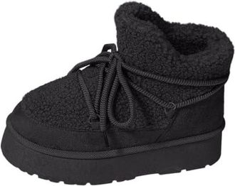 Generic Bottes de neige confortables et d&eacute;contract&eacute;es pour femme - Bout rond - Semelle &eacute;paisse - Doublure en fourrure - Confortables - Thermiques - &Agrave; enfiler 