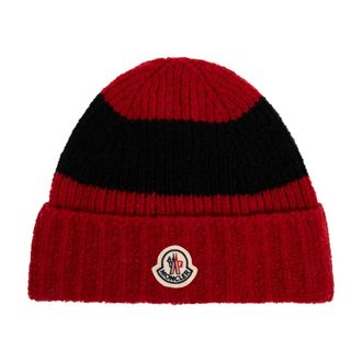 Moncler Wollm&uuml;tze mit Logo-Patch - - Accessories - Herren - Rot - ONE SIZE