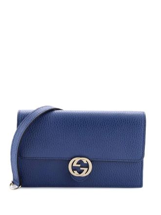 Gucci Interlocking Wallet on Chain Leather crossbody bag - Blau
