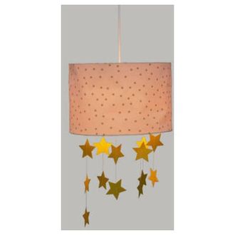 Atmosphera Abat-jour suspendu rose avec &eacute;toiles &Oslash;30xH20 cm