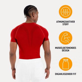 Smilodox T-Shirt Carnos, Compression Shirt Herren, Gymshirt, Seamless, Training Compression Fit, Seamless, atmungsaktiv, Body Mapping, Stretch