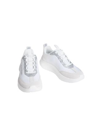 Calvin Klein Slip-On Sneaker CALVIN KLEIN LIGHT EVA RUNNER NYL-SUE, Damen, Gr. 36, wei&szlig;, silberfarben, Leder, Synthetik, Textil, metallic, unifarben mit Farbeinsat