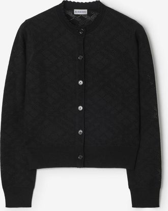 Burberry Cardigan en laine et soie Check, Size: XS