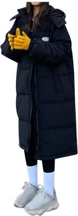 Generic Vestes pour femmes 2026 automne et hiver 2024 veste longue &agrave; capuche chaude, coupe-vent, l&eacute;g&egrave;re et confortable avec poches, Noir, XXL