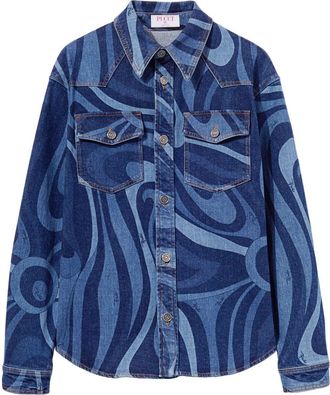 Pucci Jeanshemd mit Marmo-Print - Blau