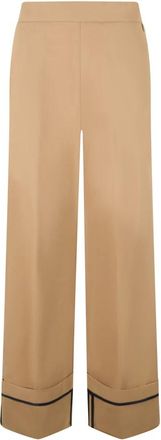 Herno Femme, Pantalons, Beige, Taille: 42 FR Pantalon large avec ourlet