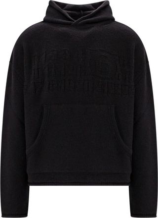 Maison Margiela Schwarzer Logo-bestickter Kapuzenpullover - - Sweatshirts & Hoodies - Herren - Schwarzk - L