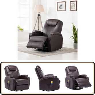 vidaXL Massage-Schaukelsessel Braun Kunstleder - Massage Stuhl - Relaxsessel - Fernsehsessel - Elektrischer Massage Stuhl - Schaukelsessel