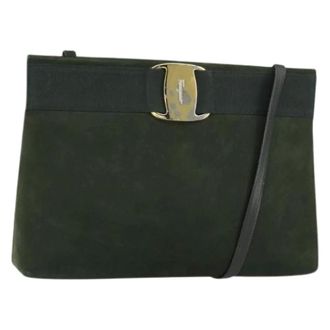 Ferragamo Sac bandouli&egrave;re en daim Pre-owned - Femme - Pre-owned - Vert - Taille: ONE Size